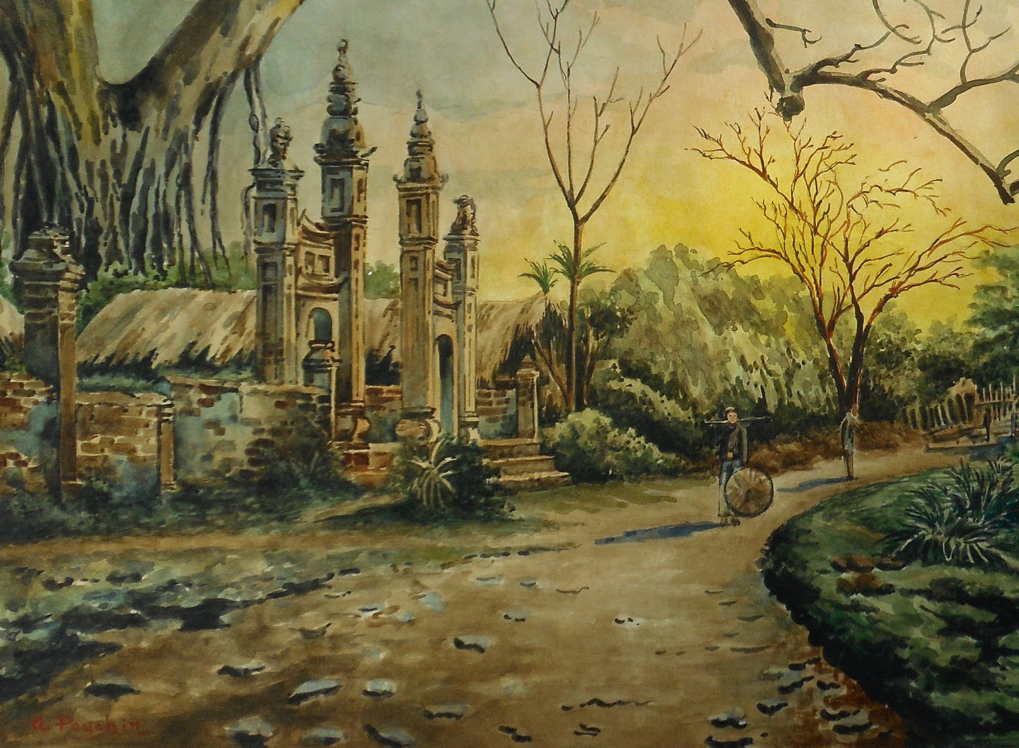 Antoine PONCHIN (MARSEILLE 1872-PARIS1934) VIETNAM-INDOCHINE aquarelle ...